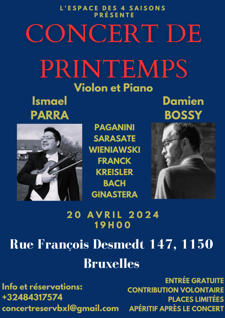 Concert de printemps : Ismael Parra (violon) et Damien Bossy (piano ...